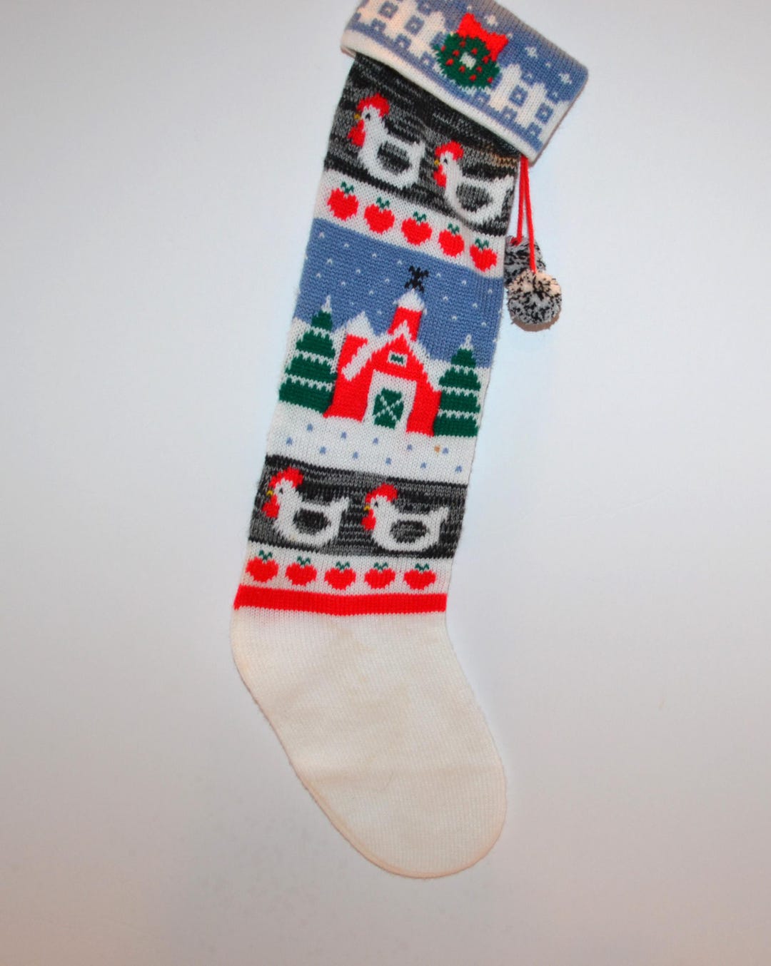 Vintage Stocking Retro Chickens Country Farm at Christmas - Etsy