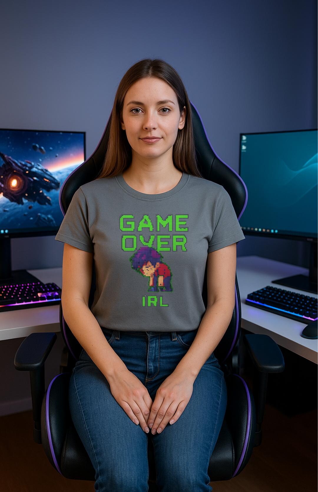 Game Over IRL T-shirt 8 Bit Pixel Art Gamer Shirt Funny Mental Health ...