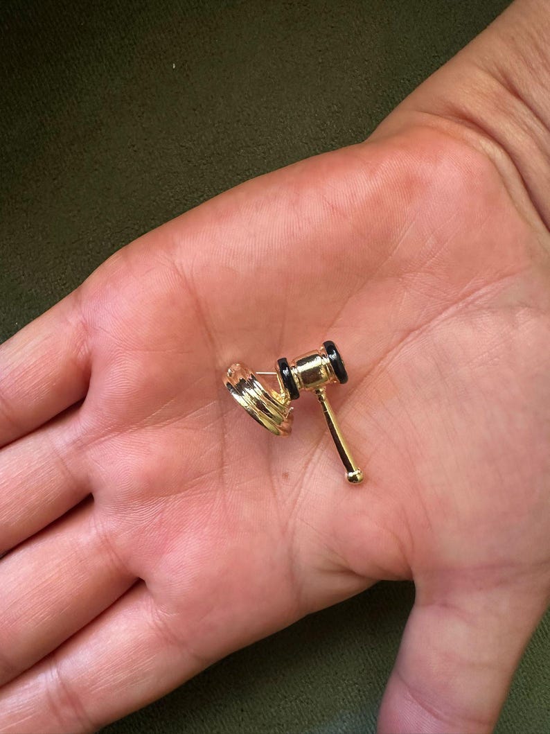 Gold Judge Gavel Brooch Pin – Enamel & Metal Lapel Pin for Lawyers ...