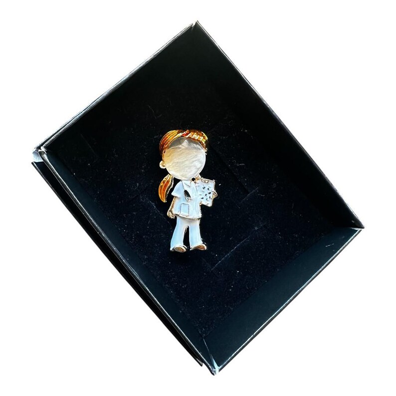 Charming Nurse Brooch White Enamel Medical Pin, Female Doctor Lapel Pin ...