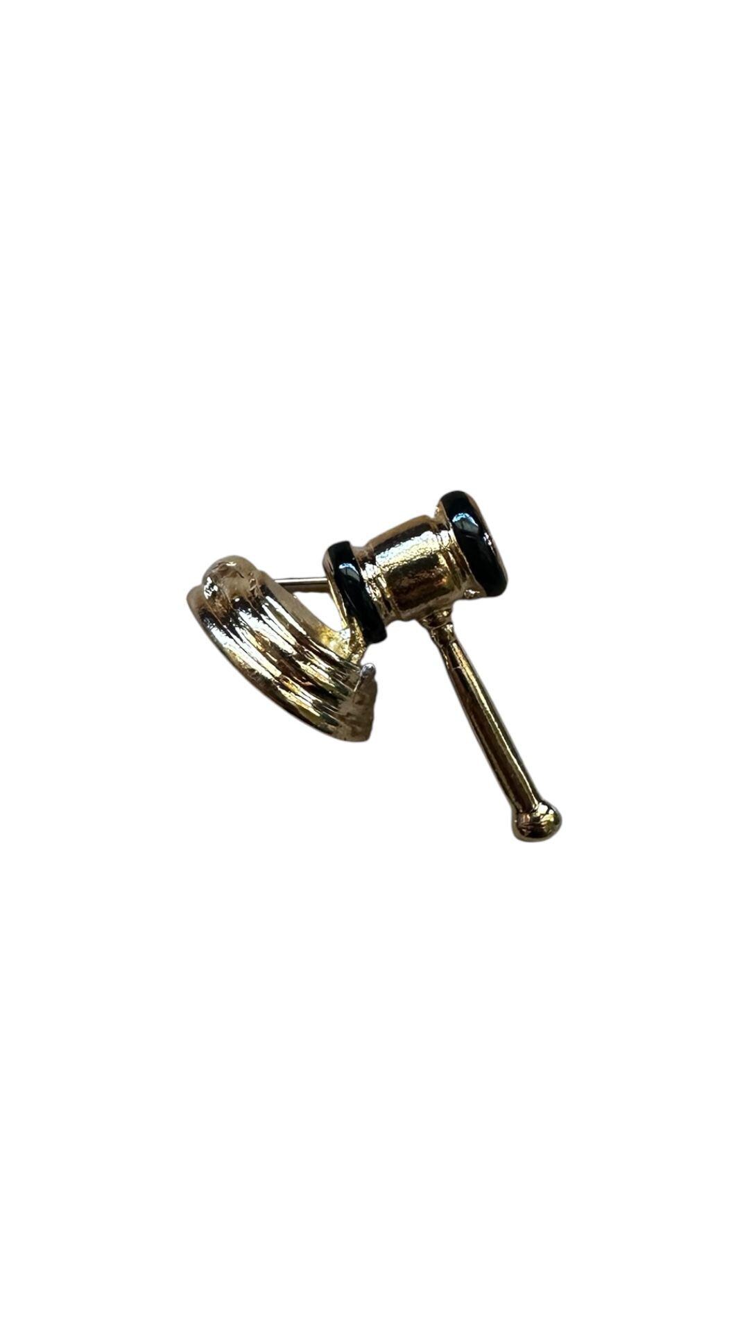 Gold Judge Gavel Brooch Pin – Enamel & Metal Lapel Pin for Lawyers ...