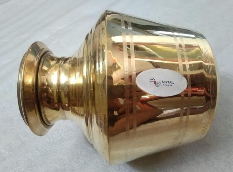 Pure Brass Water Pot Puja Kalash Handi Theertha Kudam Ghada, 8lire ...