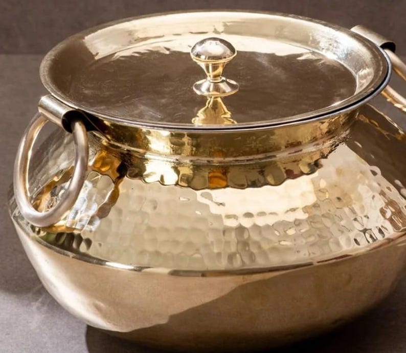 Brass Patili With Lid and Handles for Cooking Degchi 3L Biryani Handi ...