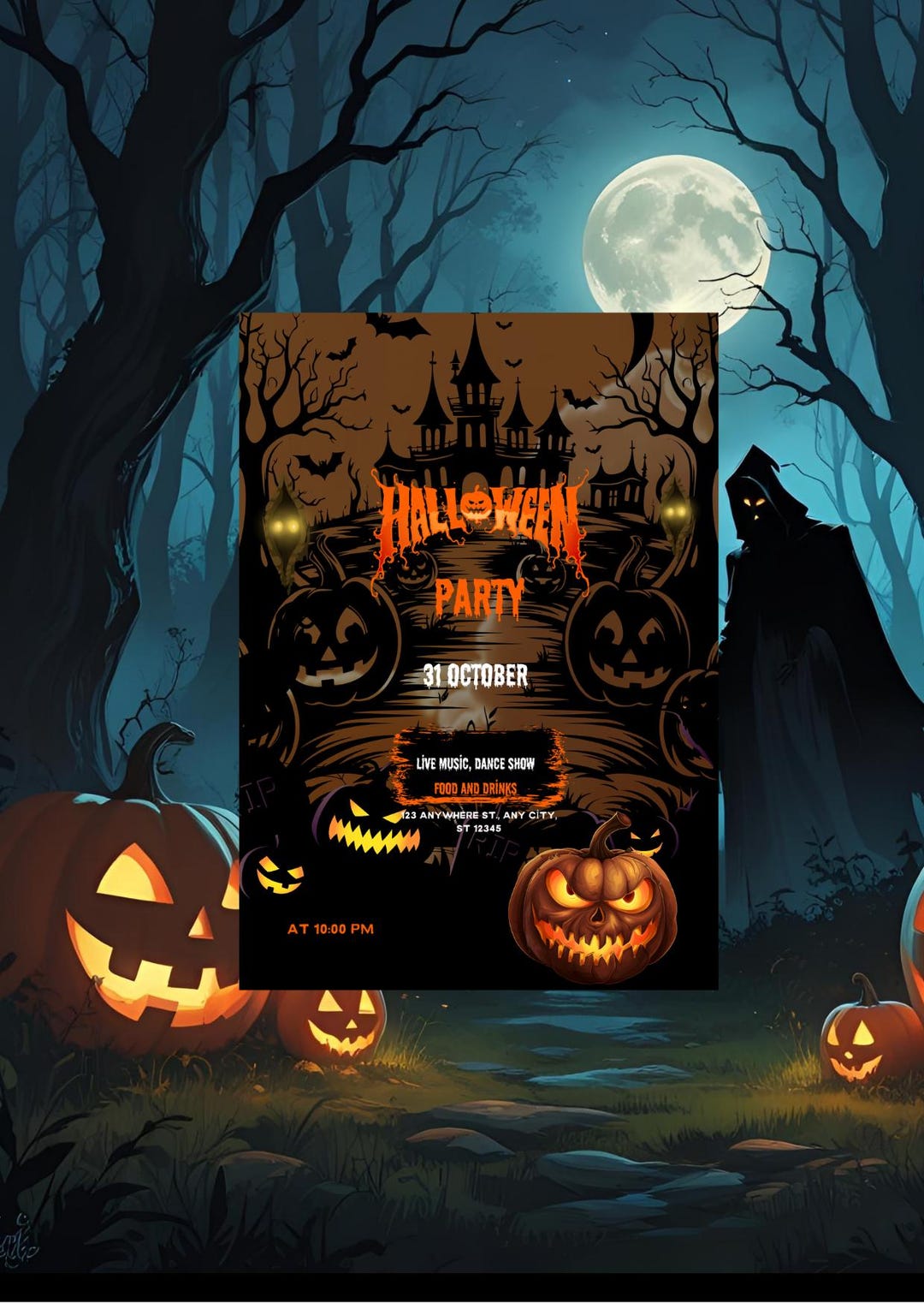 Editable Halloween Party Invitation Template, Printable Costume ...