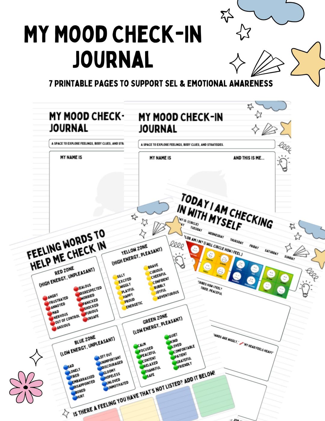 My Mood Check-in Journal | Printable SEL Tool for Kids - Etsy
