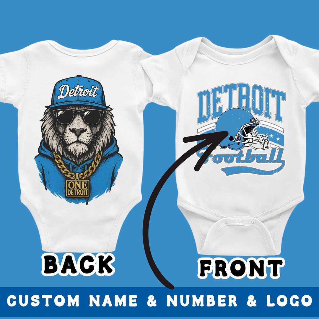 Custom Detroit Football Baby Bodysuit: Retro Lion, Personalized Gift - Etsy