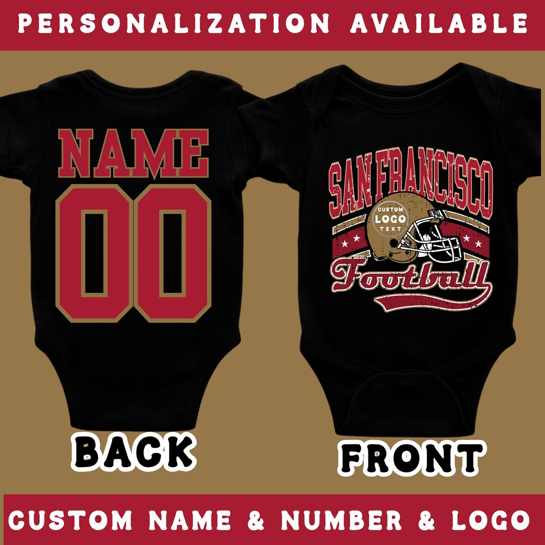 Personalized Baby Football Bodysuit, Custom Name Number Baby Bodysuit ...
