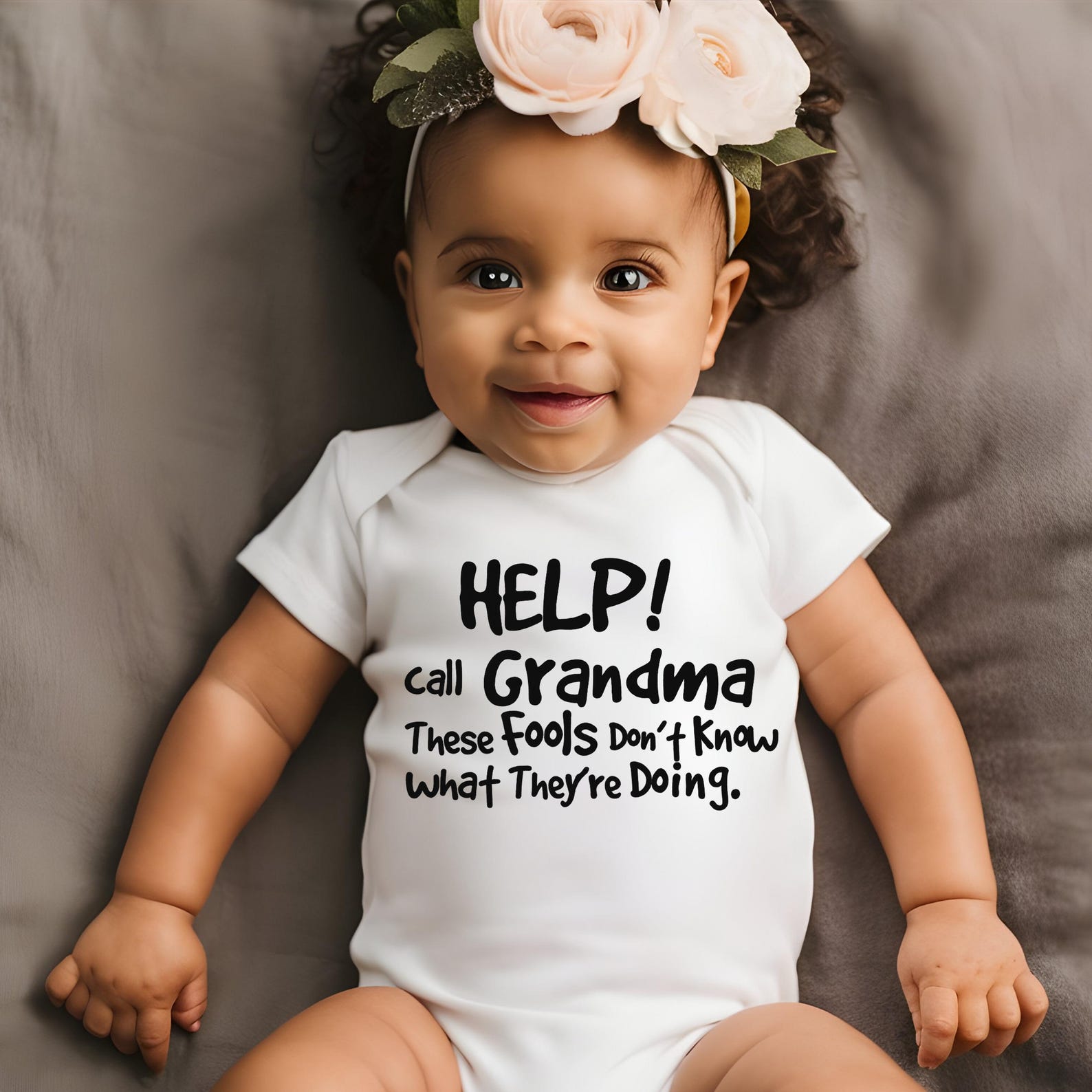 Funny Baby Onesie – “help Call Grandma” Bodysuit | Cute Baby Shower ...