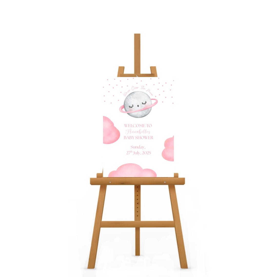 We’re Over the Moon Editable Baby Shower Sign Template A2, Welcome Sign ...