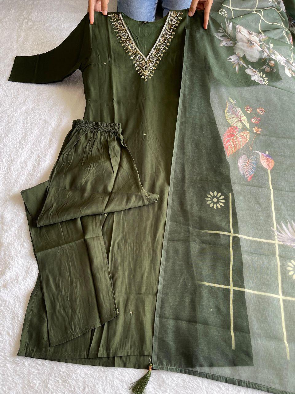 Green Silk Sharara Suit: Indian Wedding Guest Outfit, Punjabi Suit ...