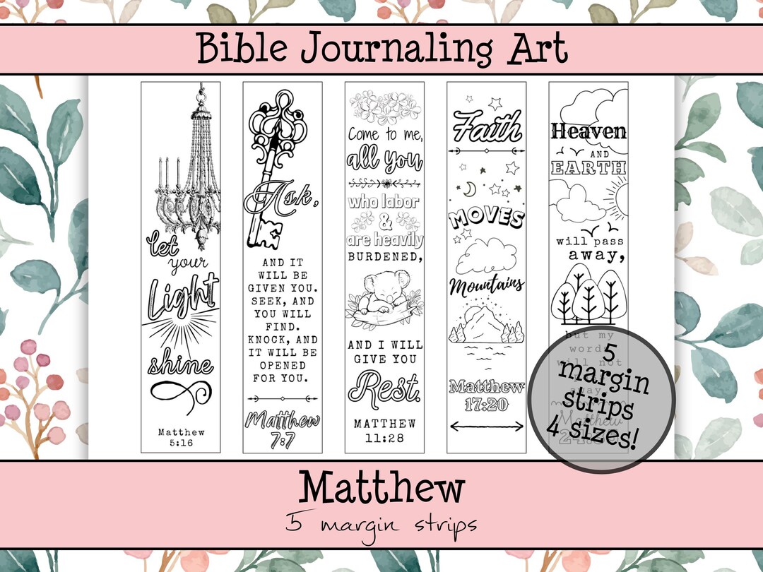 Matthew Bible Journaling Margin Strips • Scripture Coloring Strips ...