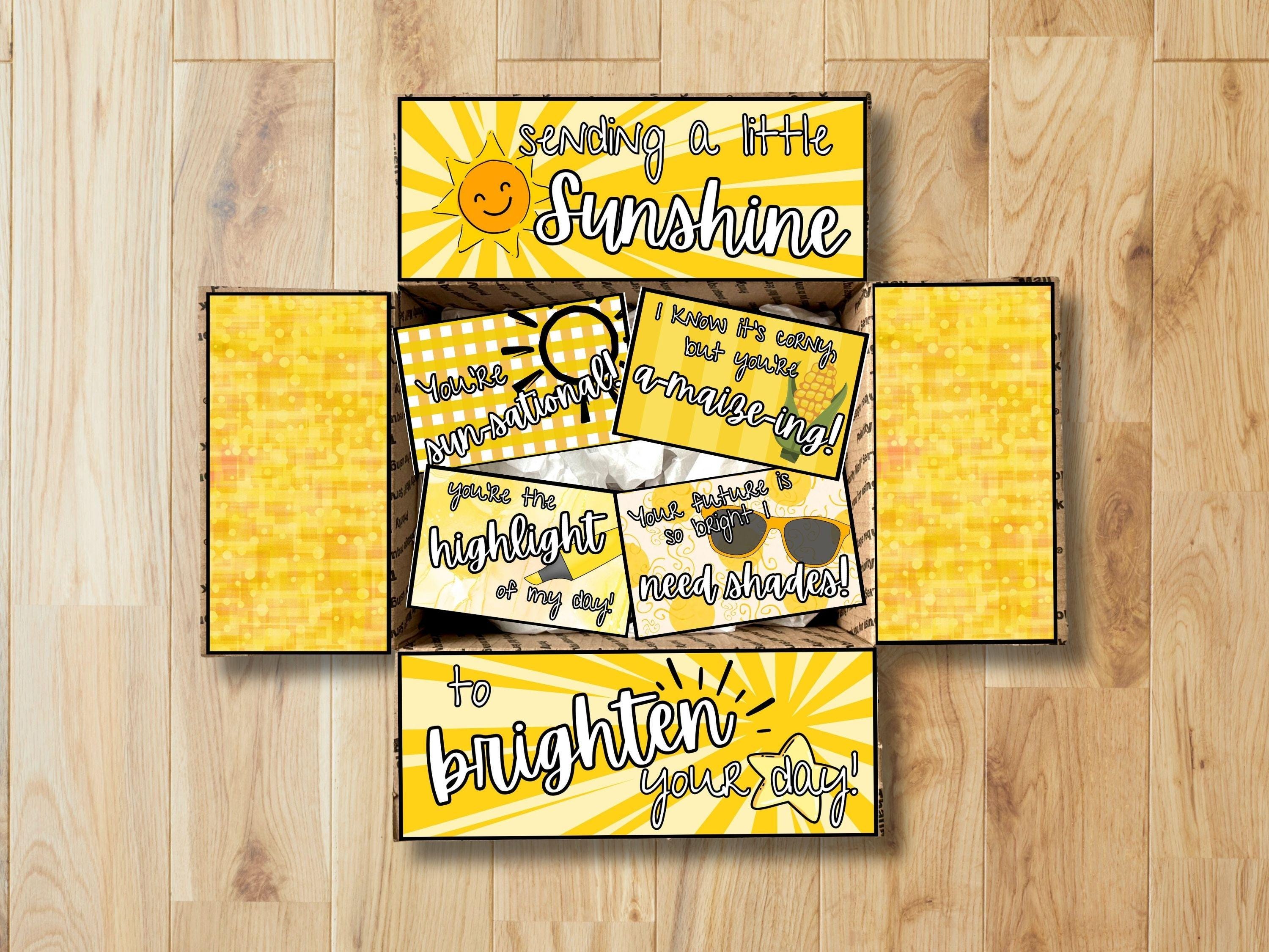 Yellow Care Package Printables • Sending Sunshine Box Decor • Printable ...