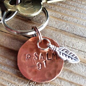 Psalm 91 Penny Keychain With Feather - Etsy