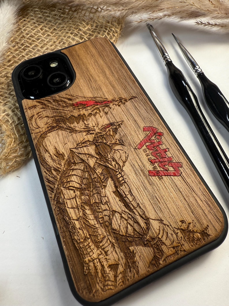 Japanese Dark Anime Knight Manga Warrior Berserk Handmade Wood Phone ...