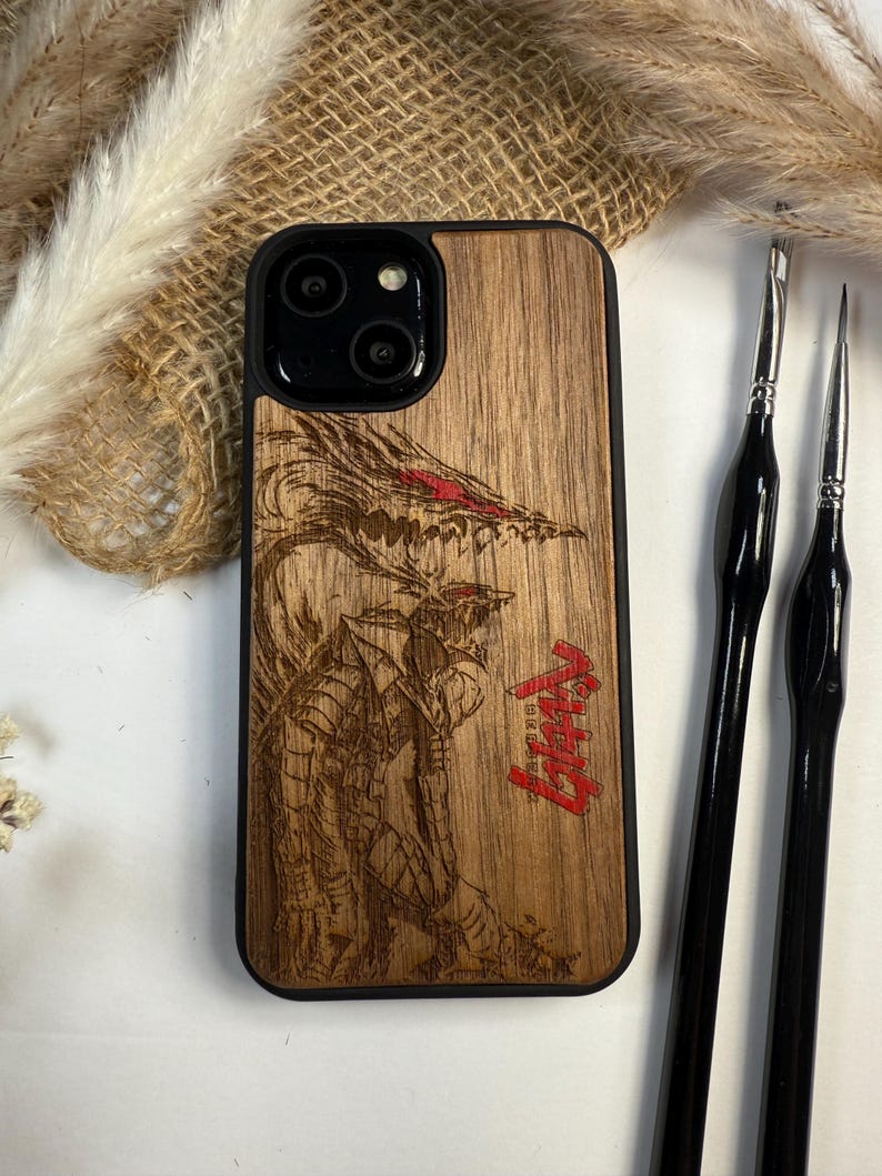 Japanese Dark Anime Knight Manga Warrior Berserk Handmade Wood Phone ...