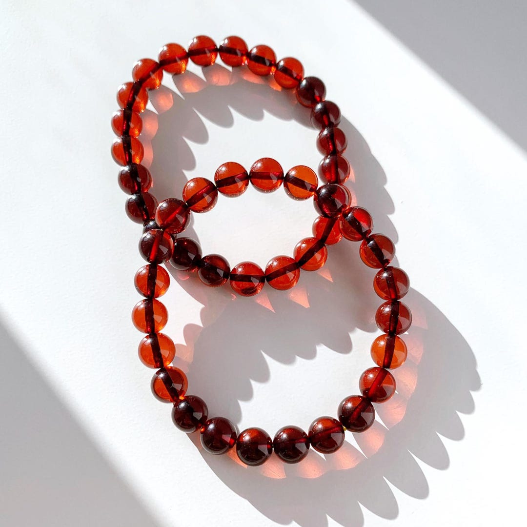 9.5MM AAAA+ Natural Blood Amber Bracelet | Ultra High-quality Deep Red ...