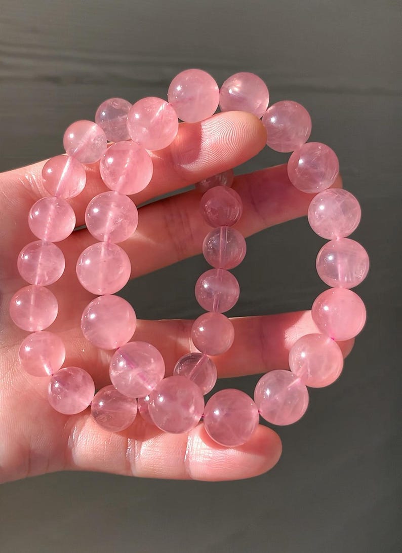 High-quality Madagascar Rose Quartz Bracelet | AAAA+ Natural Jelly Pink ...