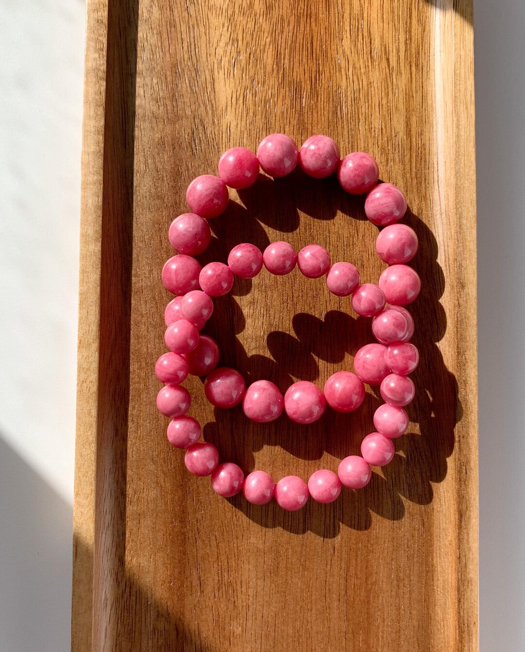High Quality Genuine Pink Rhodonite Bracelet | Genuine Rhodonite Round ...