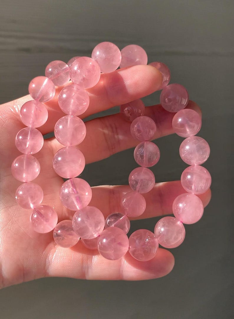 High-quality Madagascar Rose Quartz Bracelet | AAAA+ Natural Jelly Pink ...