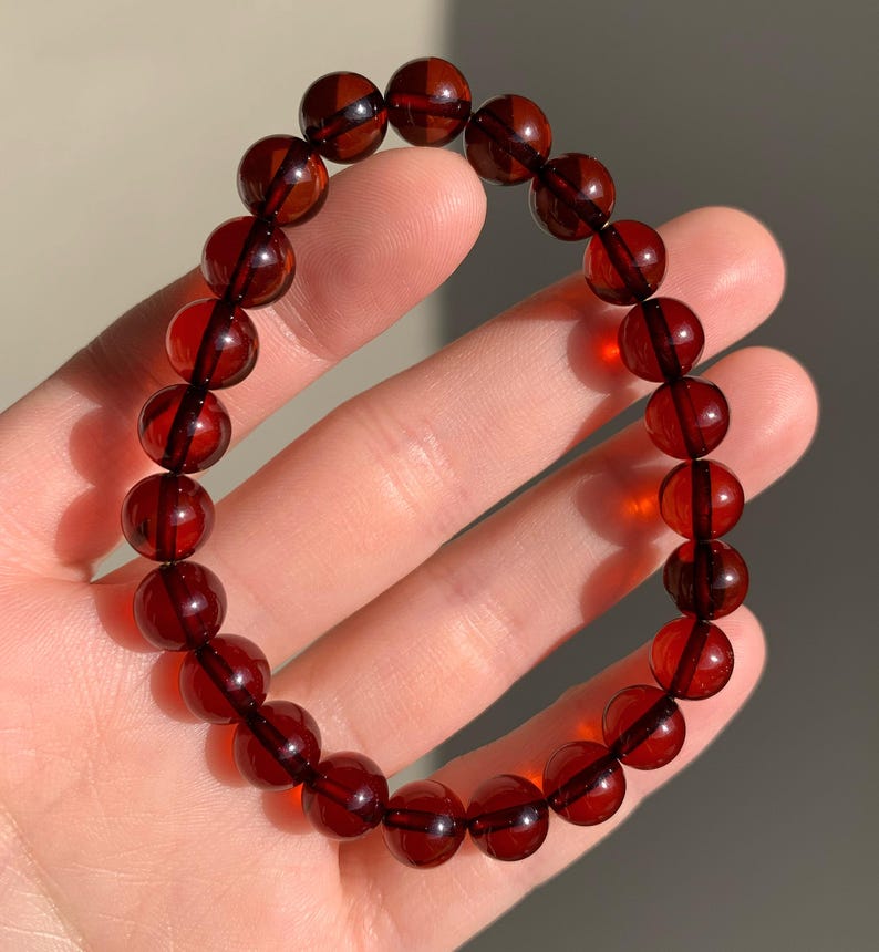9.5MM AAAA+ Natural Blood Amber Bracelet | Ultra High-quality Deep Red ...