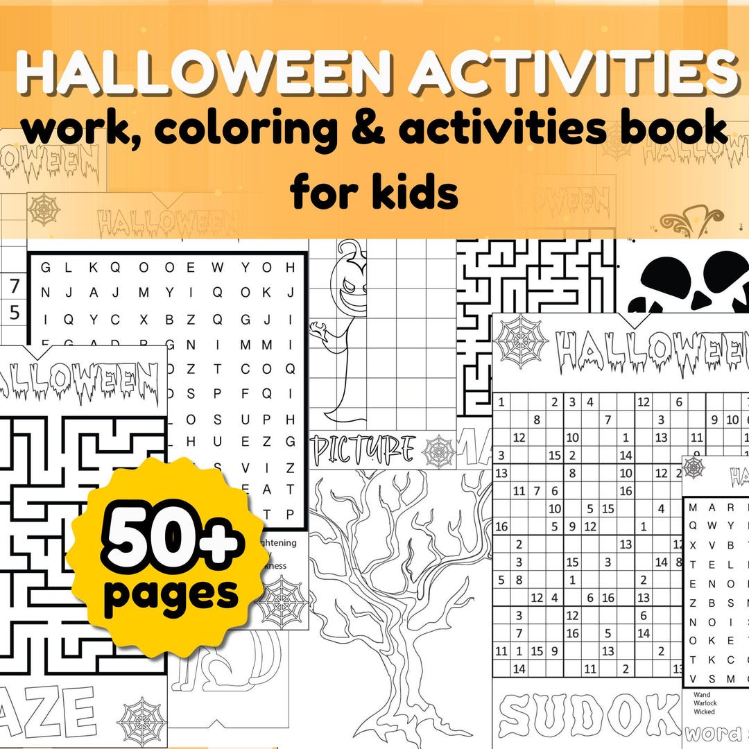 Halloween Activity Pack: Printable Mazes, Coloring, Word Search (PDF ...