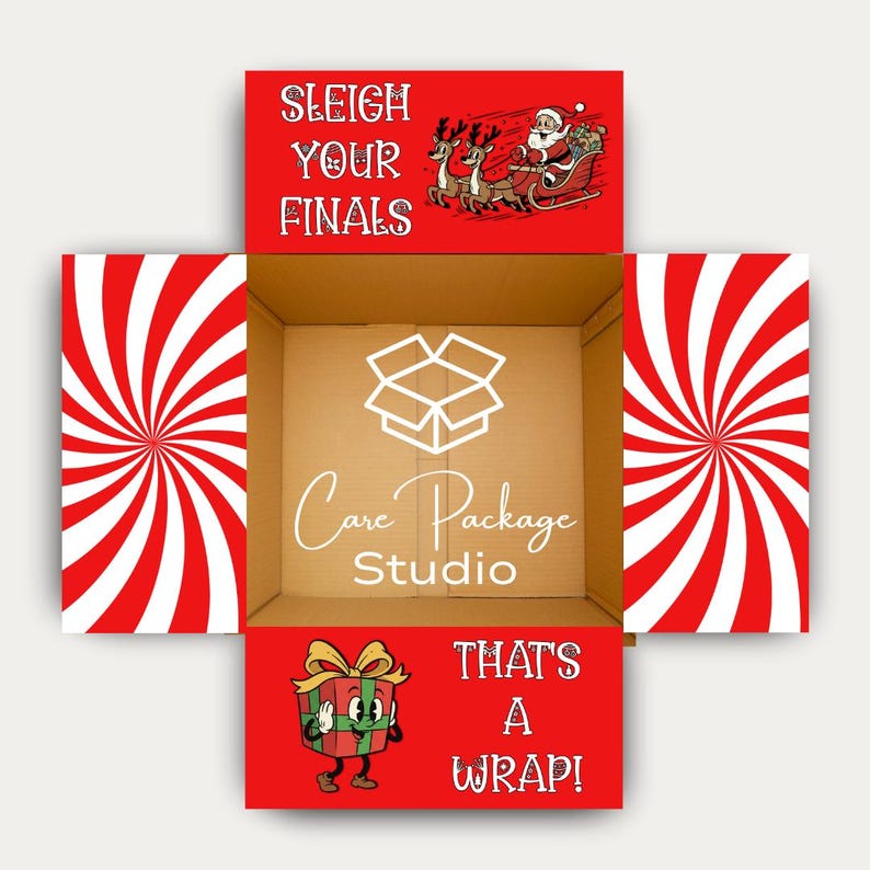 Christmas Care Package Box Flap Stickers, Finals Week Encouragement ...