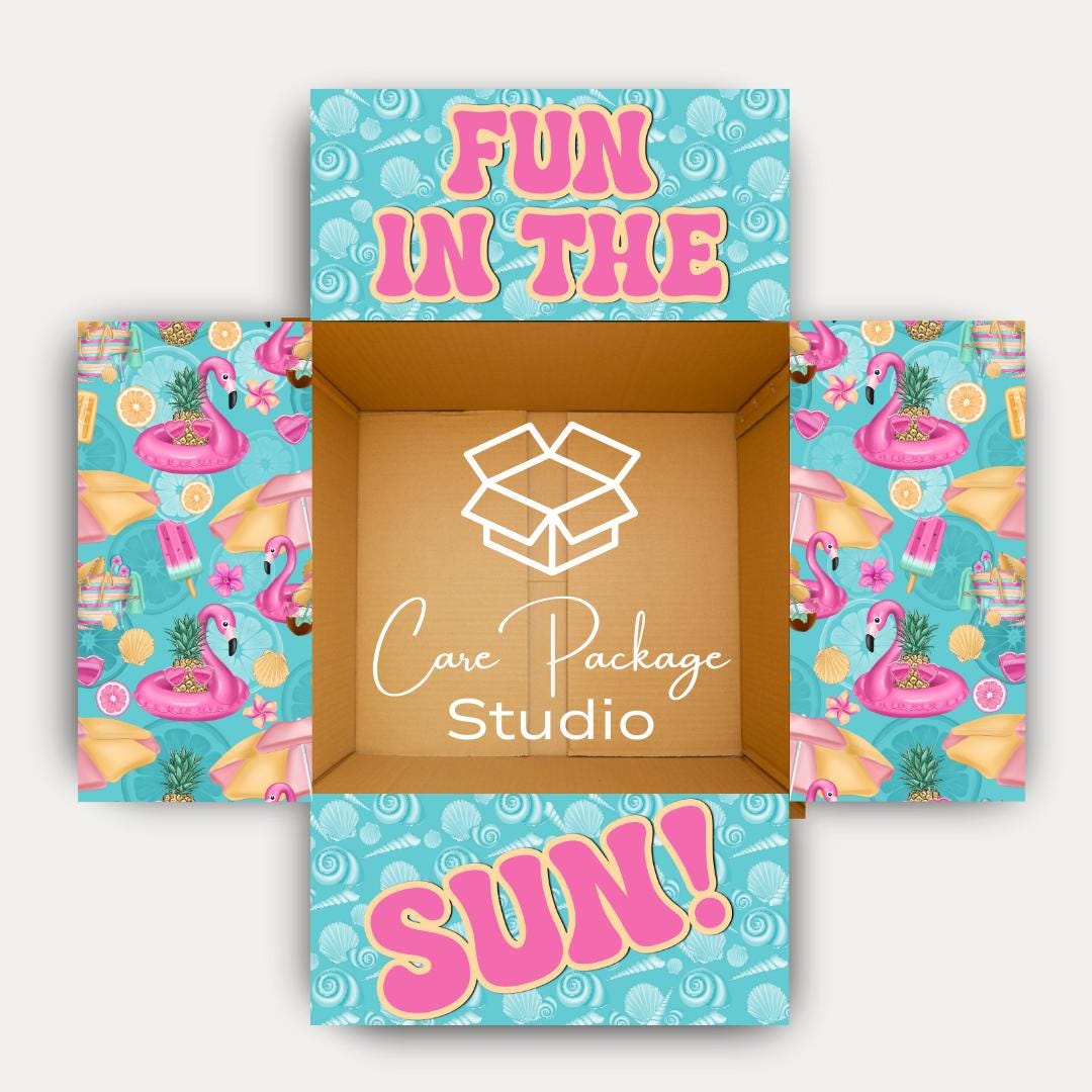 Beach Care Package Box Stickers, Summer Vacation Gift, College Spring ...
