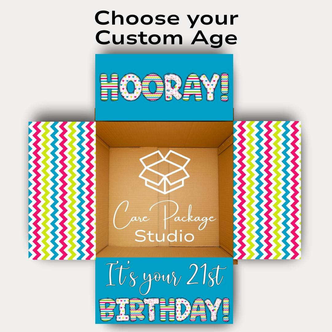 Custom Age Birthday Care Package Stickers, College Student Bday Gift ...