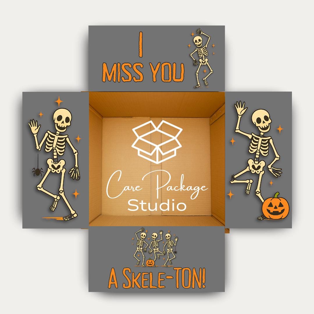 I Miss You a Skeleton Halloween Care Package Flaps, College Care ...