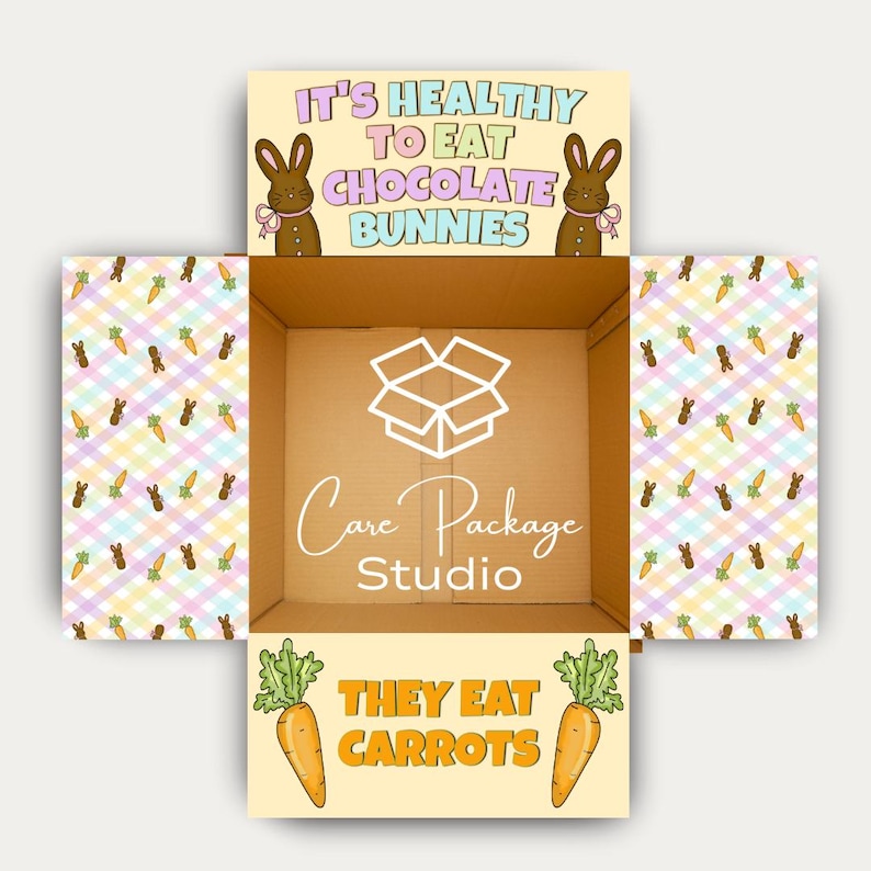 Easter Care Package Box Labels, Chocolate Bunny Label Stickers, College ...