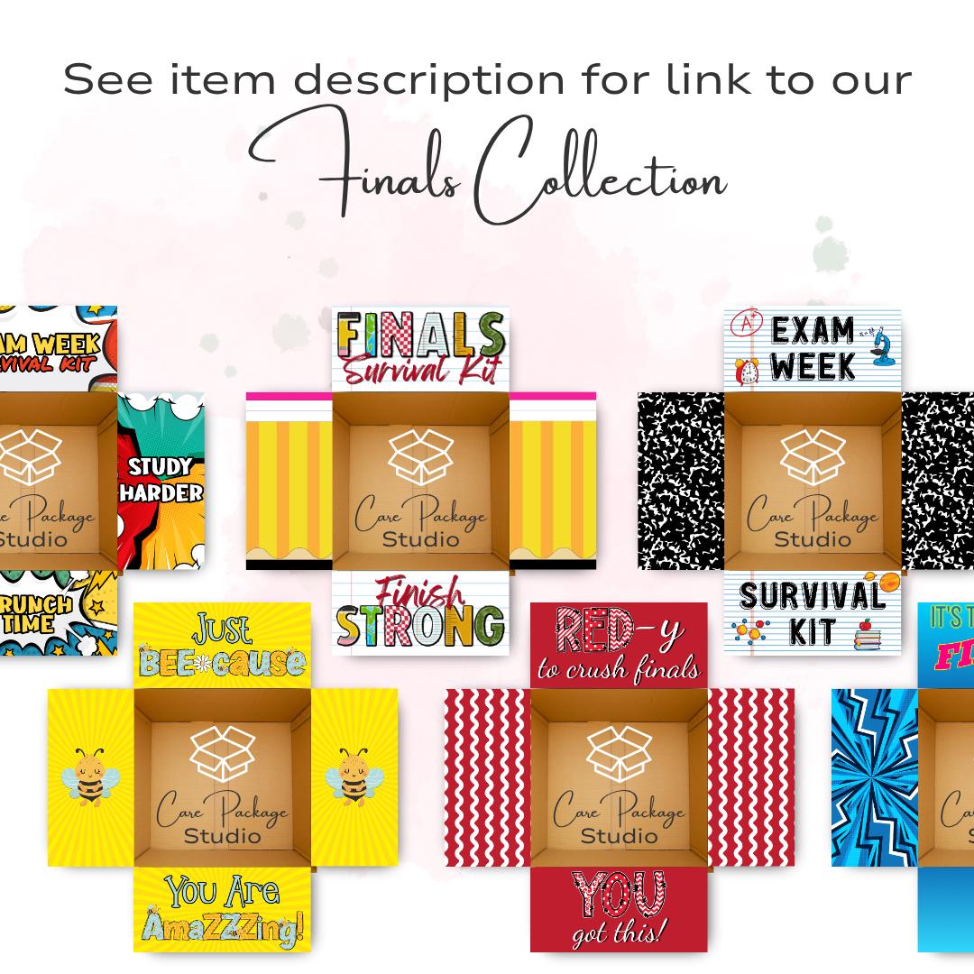 Finals Survival Kit Care Package Stickers, College Student Gift Box ...