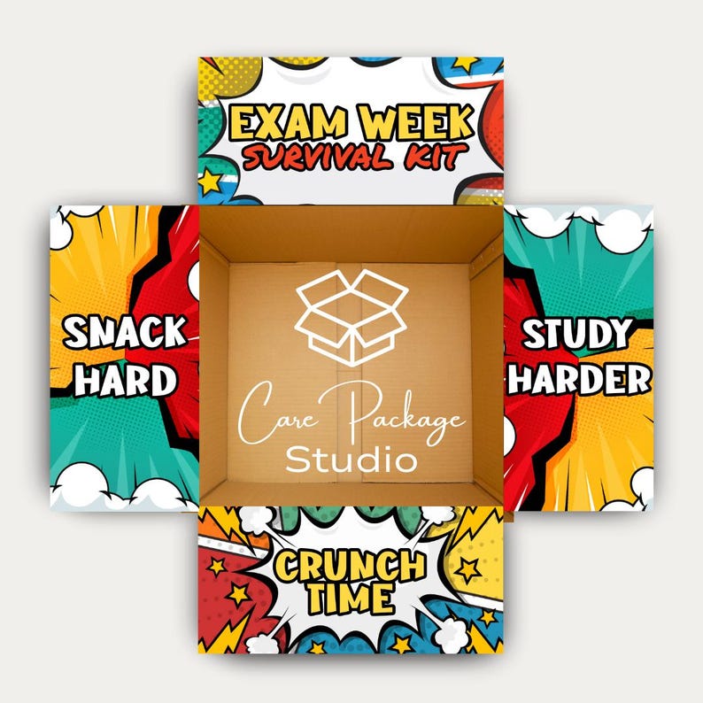 Exam Week Survival Kit Care Package Stickers, College Student Gift Box ...