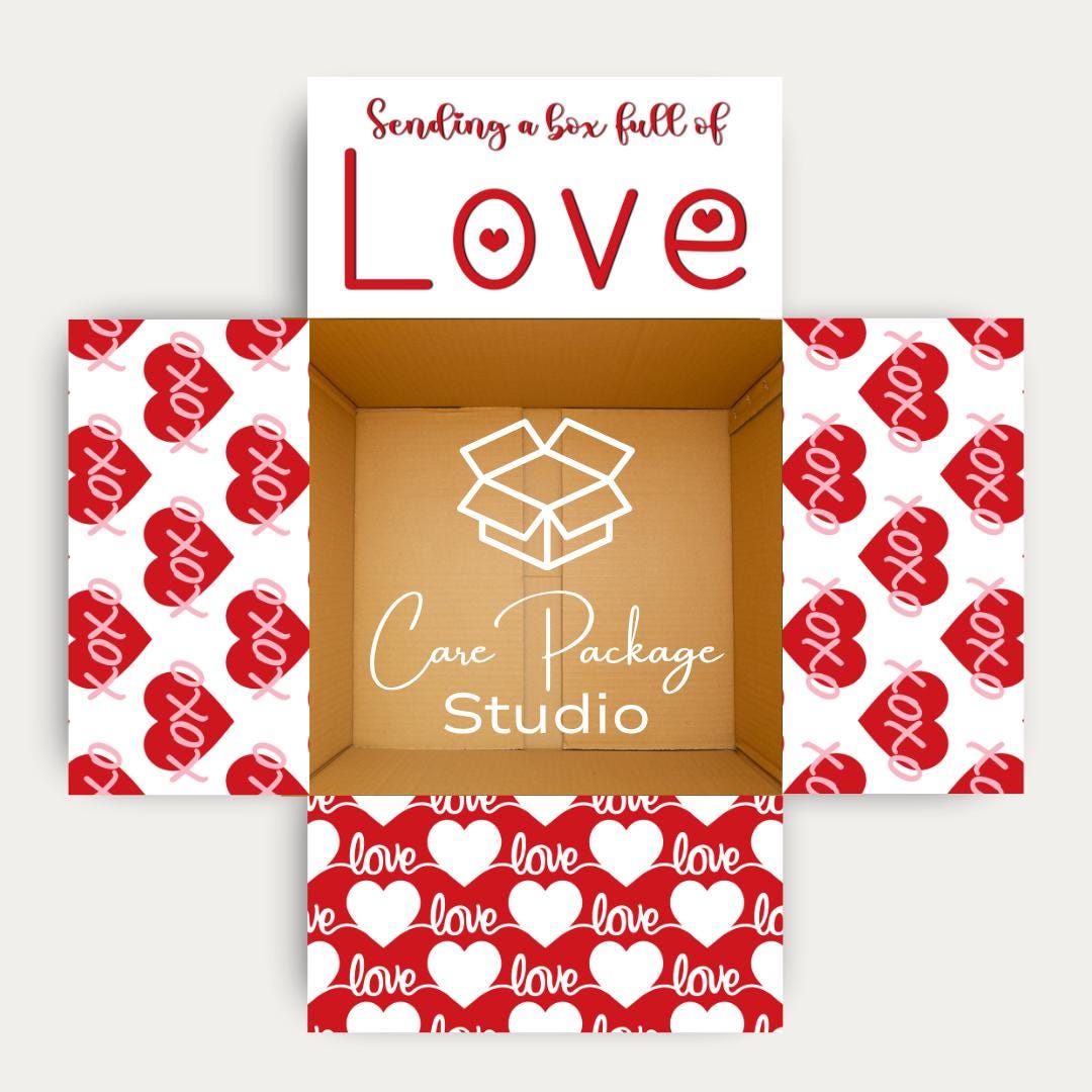 Box Full of Love Sticker Kit, College Student Care Package Box Flaps ...