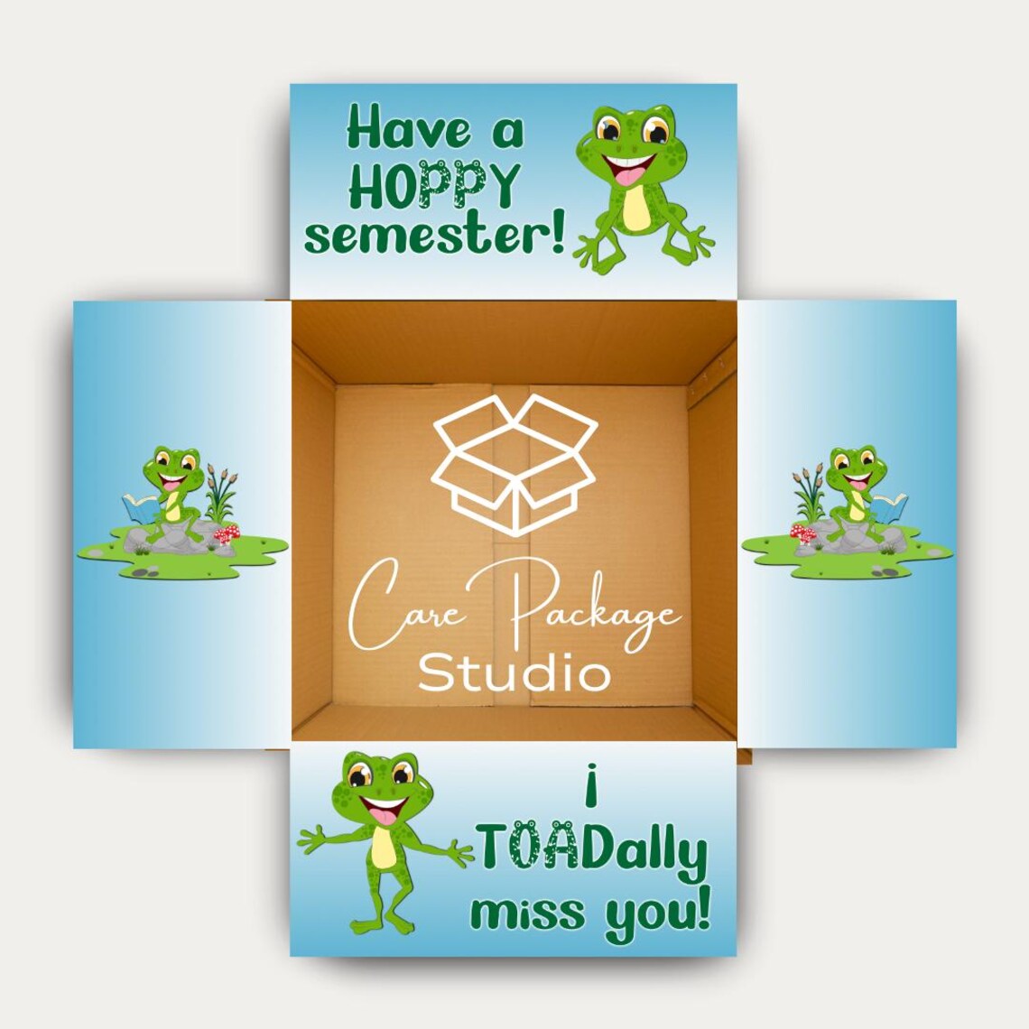 Frog Care Package Stickers, Toadally Miss You Gift Box Labels, Back to ...
