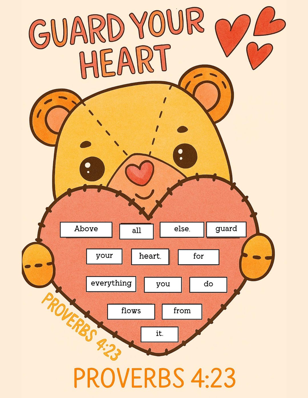 Guard Your Heart Bible Verse Craft | Proverbs 4:23 Activity for Kids - Etsy