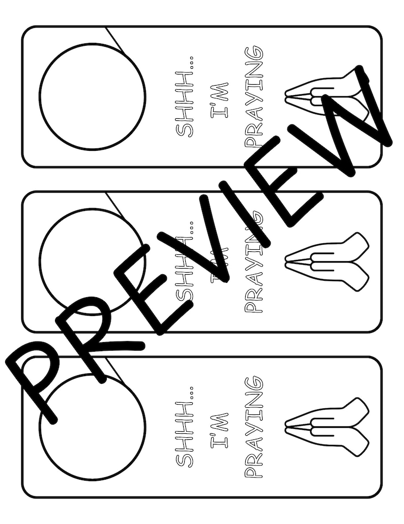 Printable Prayer Door Hanger Craft: Kids Coloring Activity (digital ...