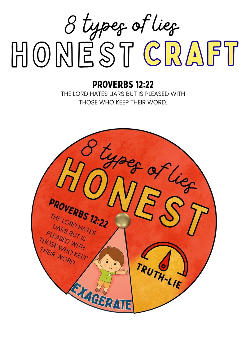 Honesty Lesson Craft - 8 Types of Lies - Etsy