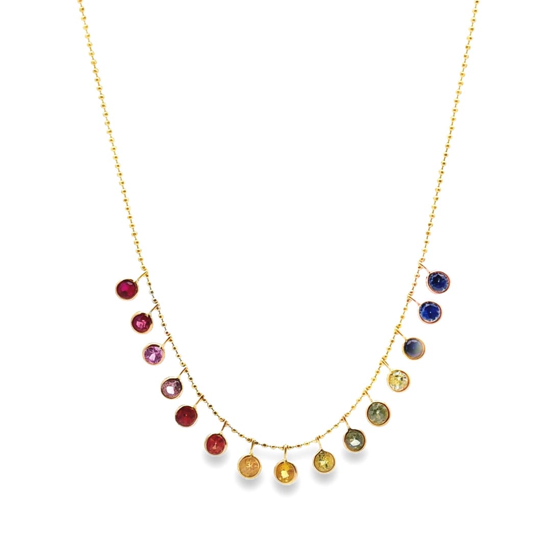 Rainbow Sapphire Cleo 3mm Beaded Chain Necklace - Etsy
