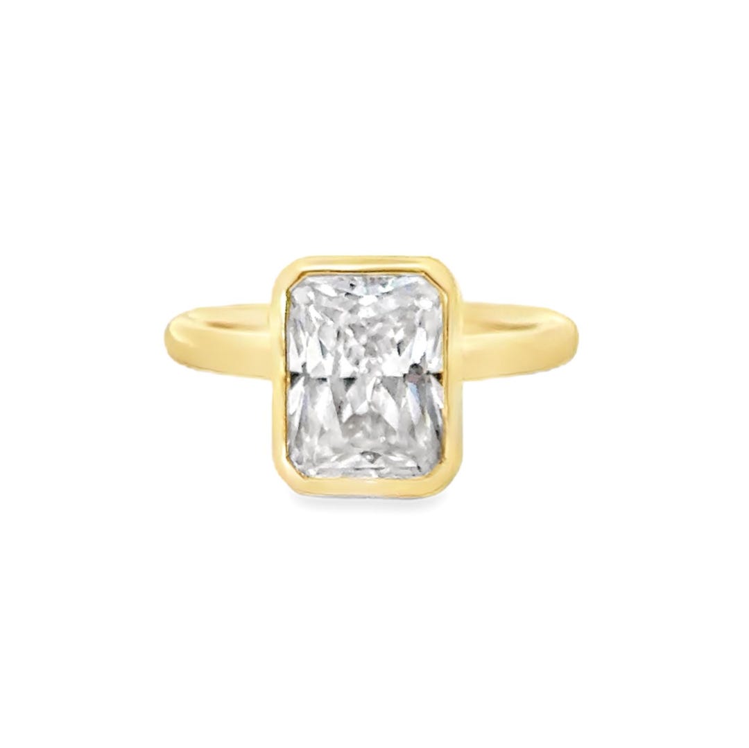 Gabriel & Co. Solitaire Rectangle Stone Bezel Engagement Ring - Etsy