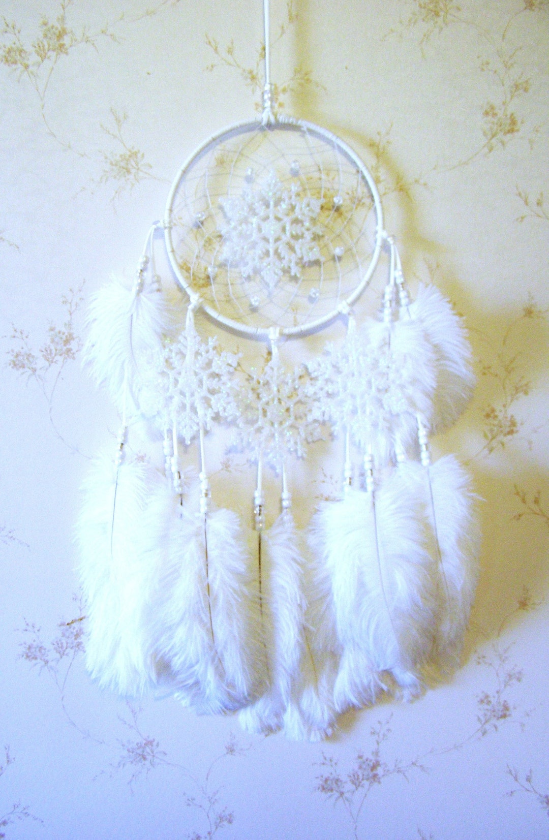 Shimmering White Snowflake Dream Catcher - 7 Inch - Etsy