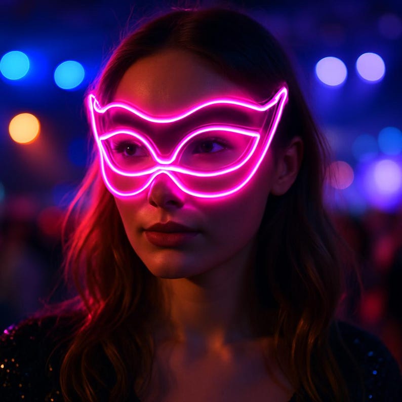 Festival LED Mask – Glowing Neon Light up Costume for Raves, Parties ...
