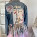 Paris Denim Jean Jacket, Paris Floral Appliques on Jean Jacket, Concert ...