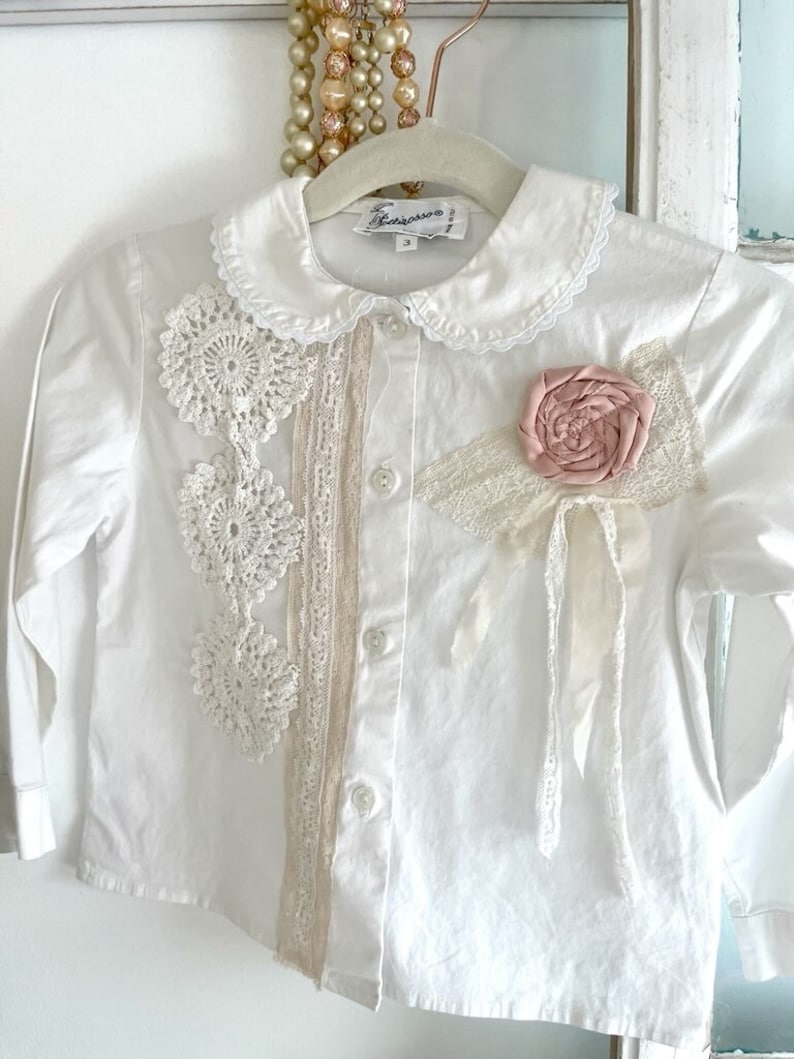 Little Girl Vintage Tattered Boho Button-down Shirt, Vintage Girl's ...