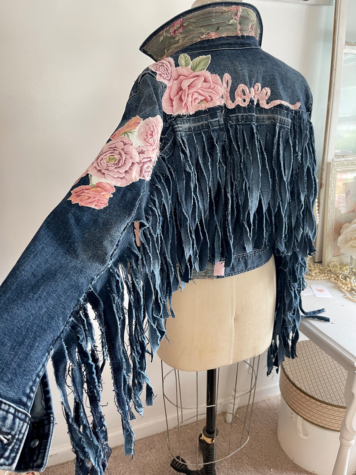 Country Girl FRINGE Denim Jean Jacket, French Country Girl Jean Jacket ...