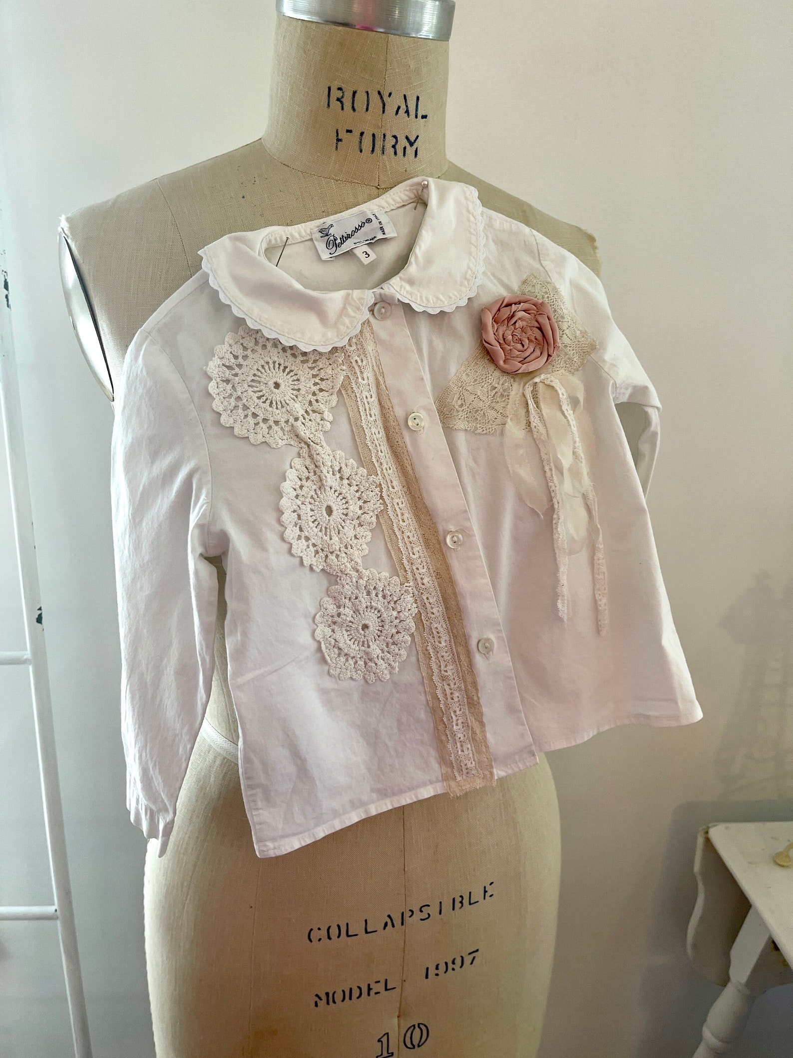 Little Girl Vintage Tattered Boho Button-down Shirt, Vintage Girl's ...