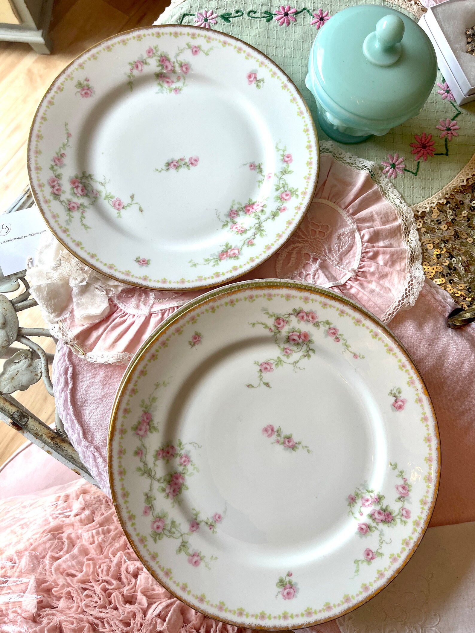 Set of Two Shabby Pink Floral Limoges Dishes Antique Vintage - Etsy