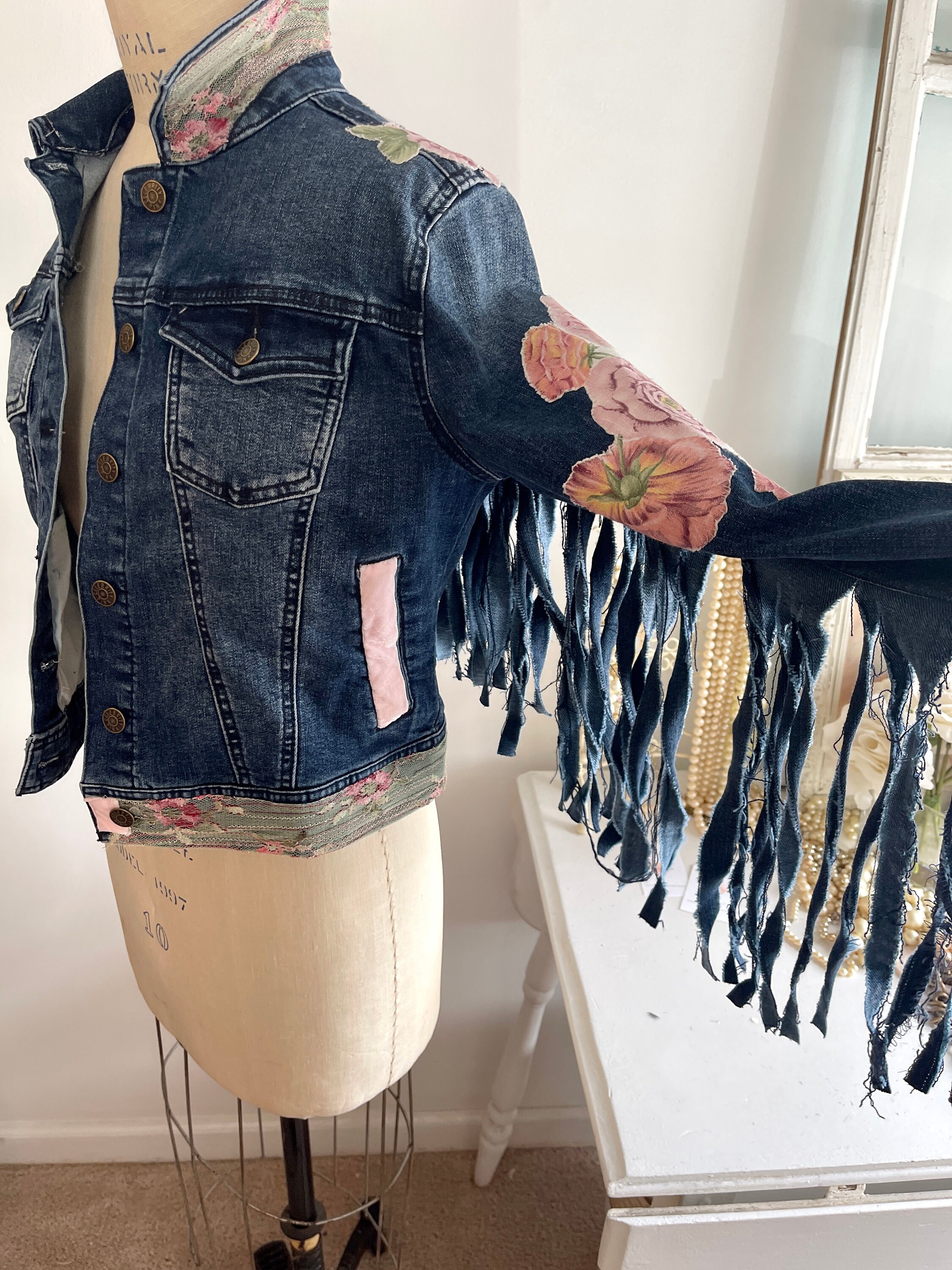 Country Girl FRINGE Denim Jean Jacket, French Country Girl Jean Jacket ...