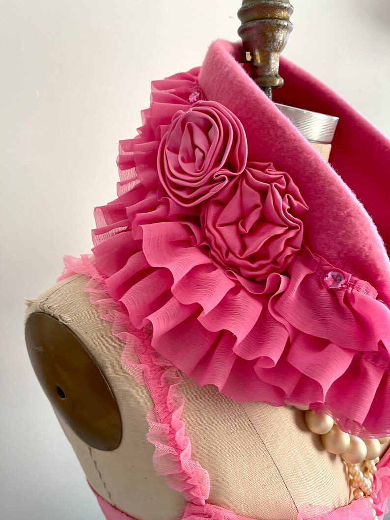 Pink Ruffle Cowl Neck Scarf Rhinestones Silk Charmeuse - Etsy