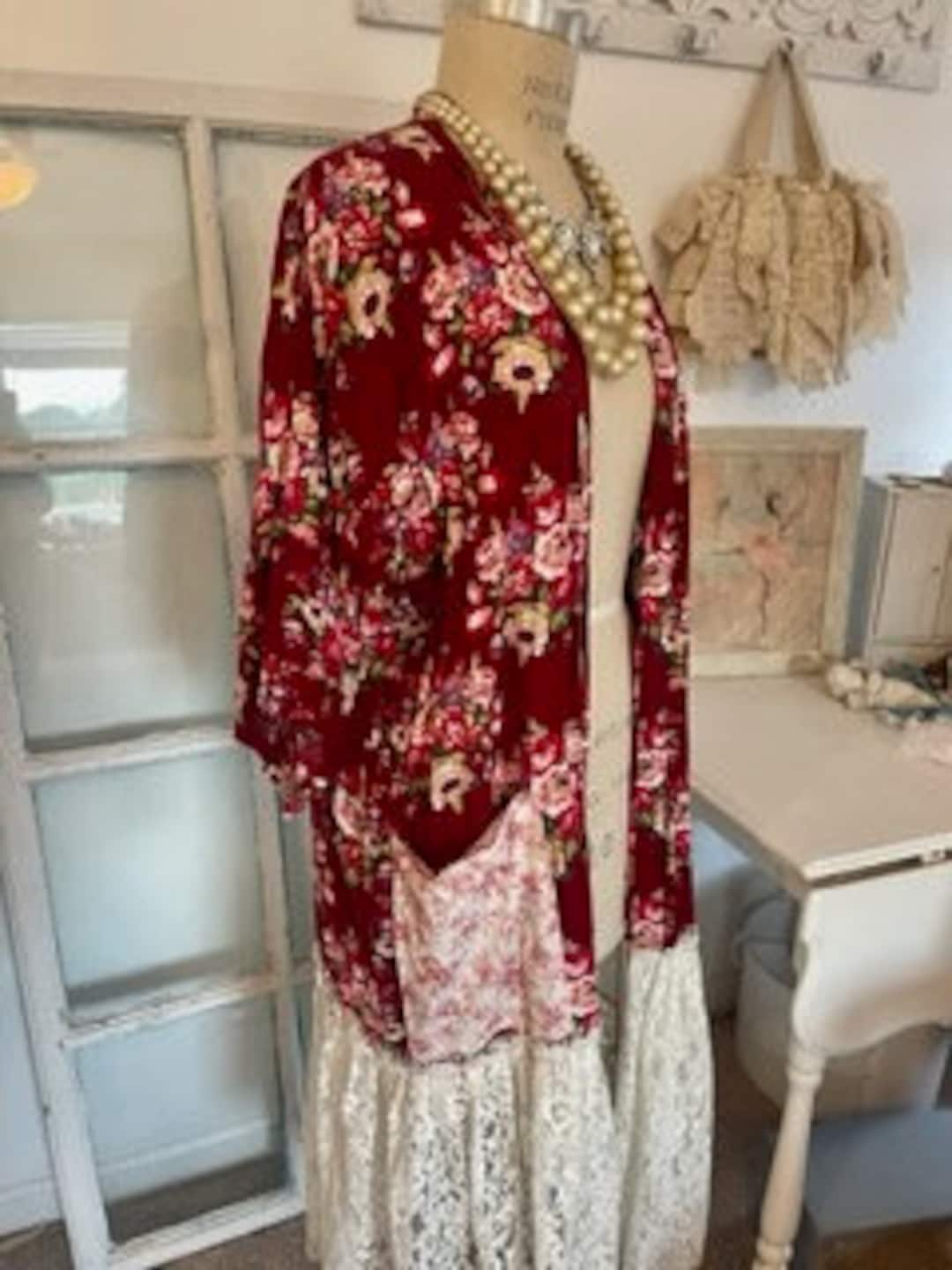 Long Floral Duster Cardigan Robe, Duster Robe, Upcycled Floral Duster ...