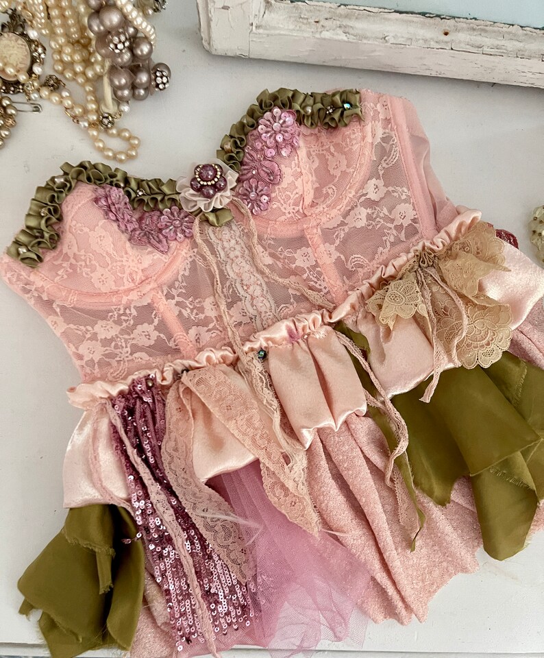 Pink Corset Pink Bustier Bustiers Altered Couture Bustier | Etsy